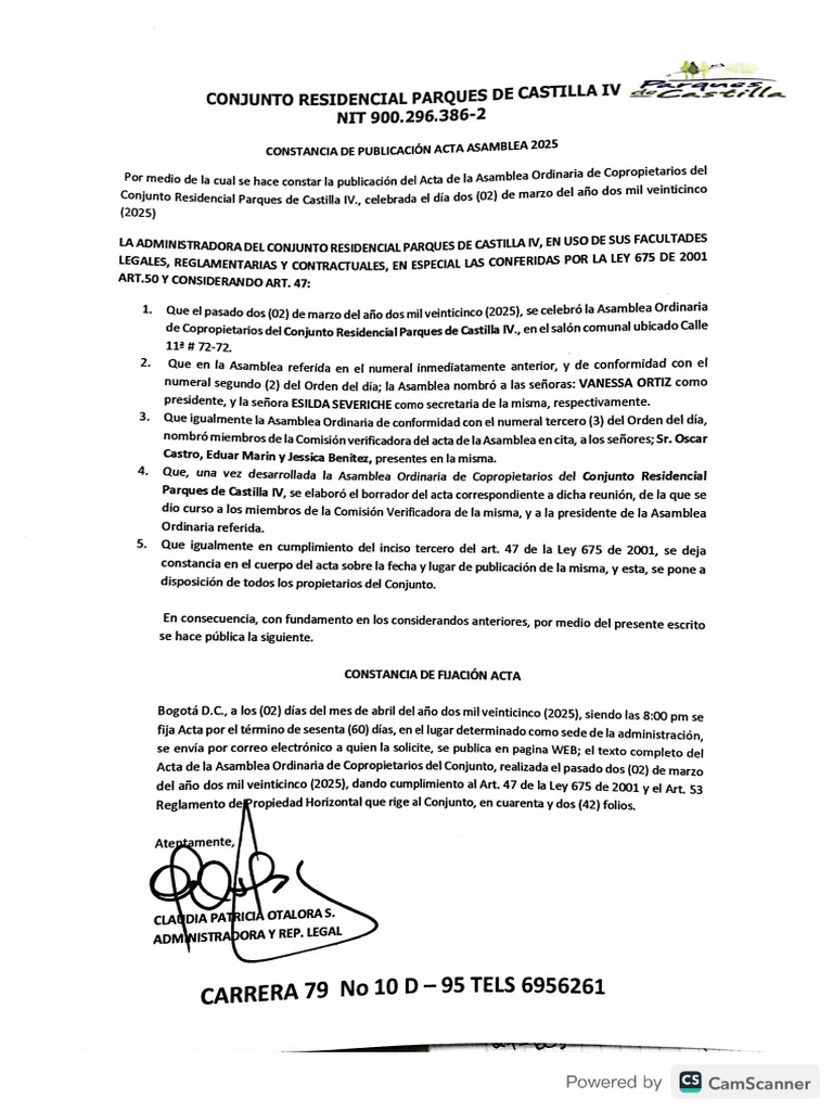 Constancia Publicación Acta 2025 | PDF