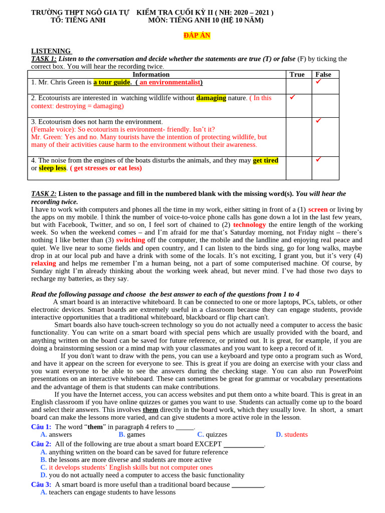 English 10 Final Exam Answers 2021 | PDF