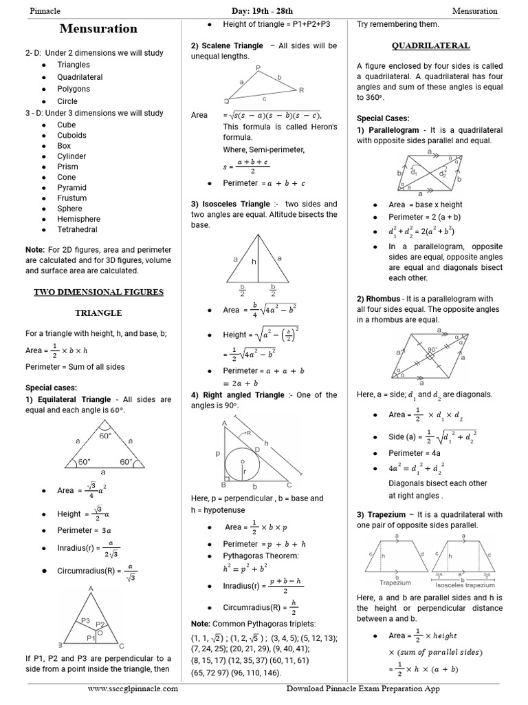 Mensuration Pyq | PDF | Area | Rectangle