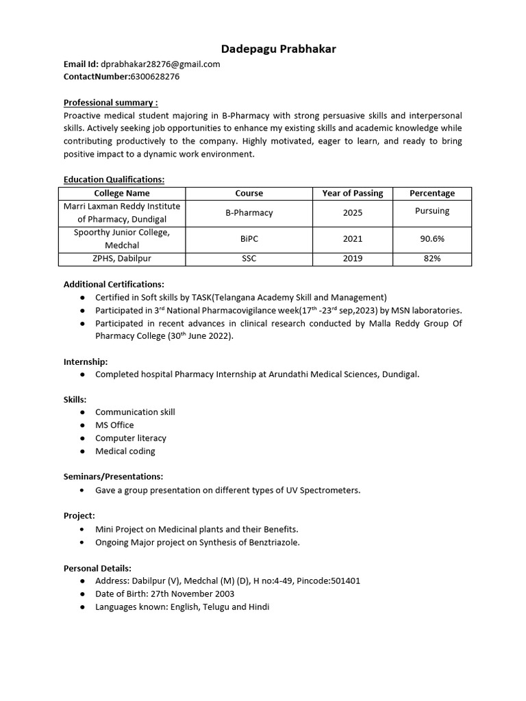 DP Resume | PDF
