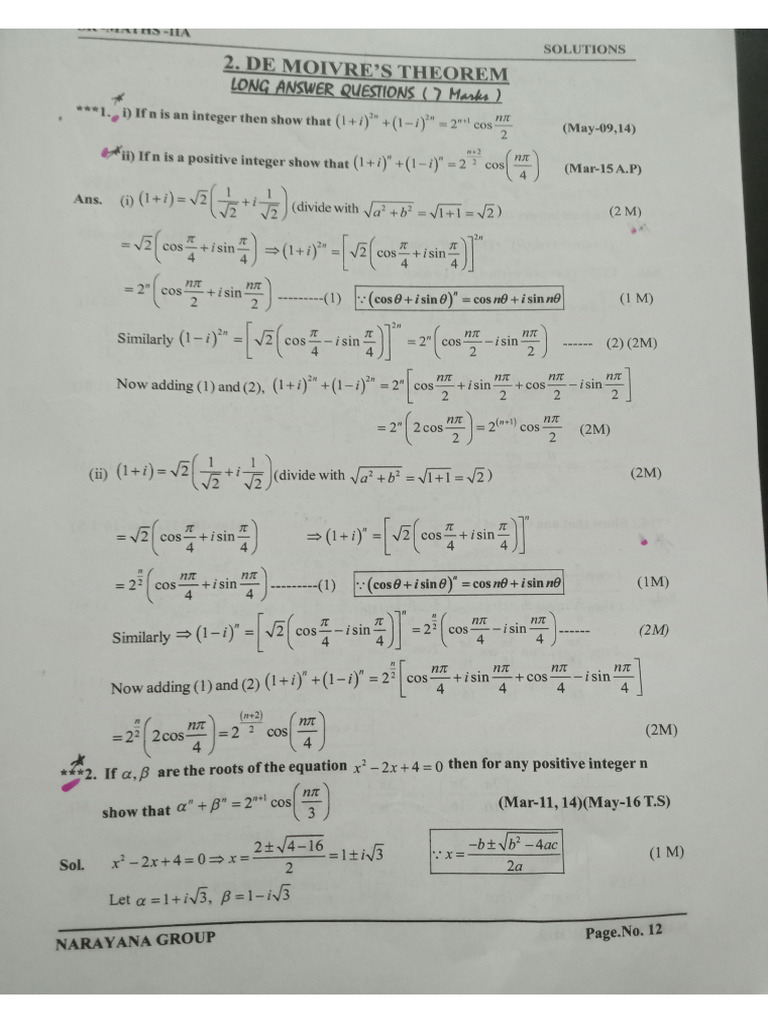 Math 2A LAQ's 7M | PDF