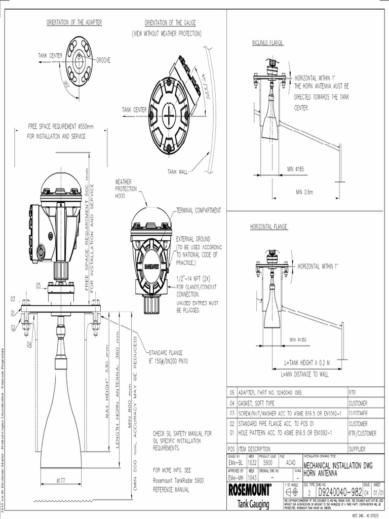 Drawing +5900+Horn+Antenna+ +rosemount | PDF