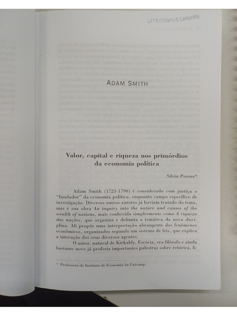 Os Clássicos Da Economia Adam Smith | PDF