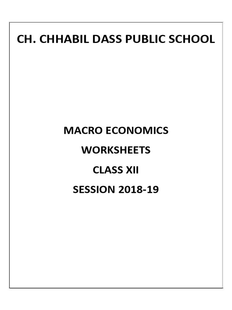 Class XII Macro Economics Worksheets | PDF | Fiscal Multiplier ...
