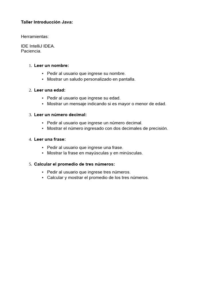 Taller 1 Intro Java | PDF