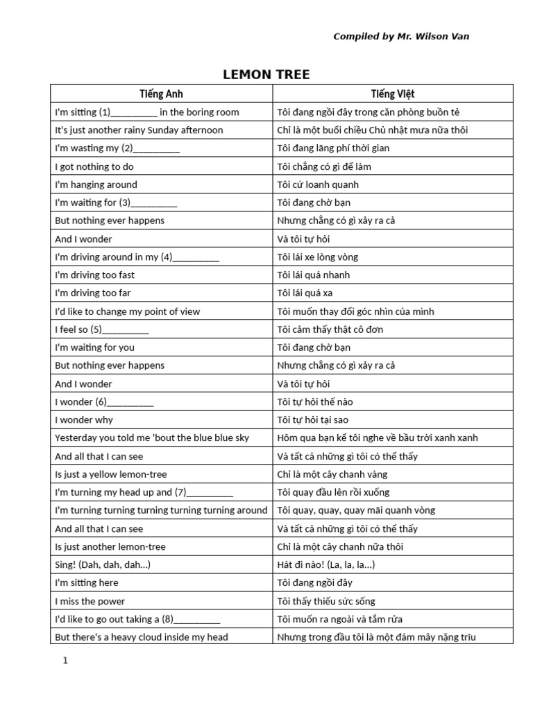 Song Lemon Tree | PDF