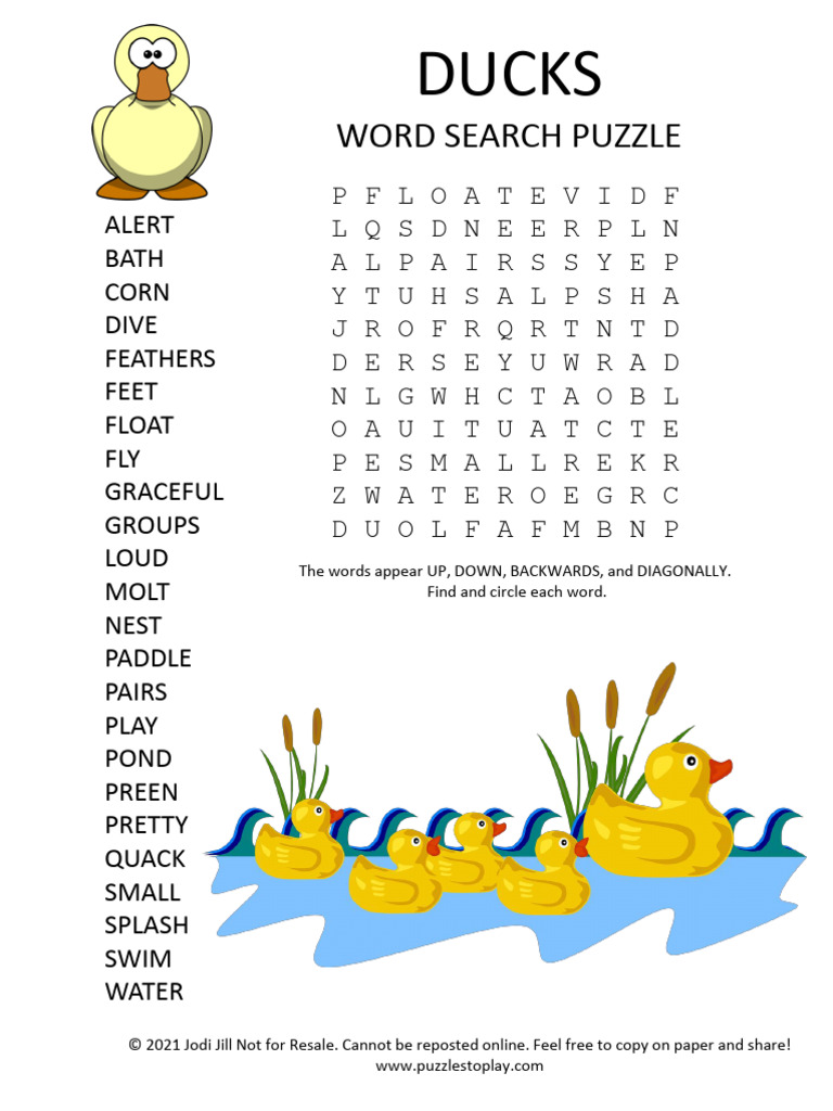 Duck Word Search Puzzle | PDF