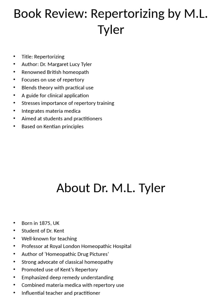 ML Tyler Repertorizing Book Review | PDF | Homeopathy | Behavioural ...