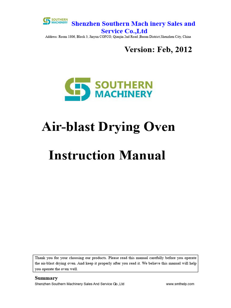 Air-Blast Drying Oven Manual | PDF