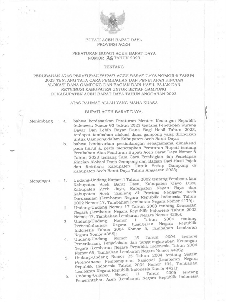 Perbup APBG Perubahan 2023 | PDF