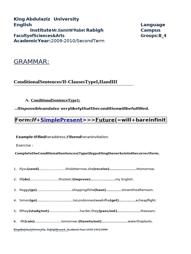 Conditional Sentences Practise | PDF