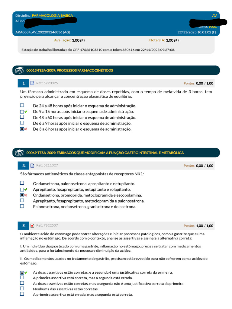 Prova Respondida (Principal) | PDF | Biodisponibilidade | Farmacocinética