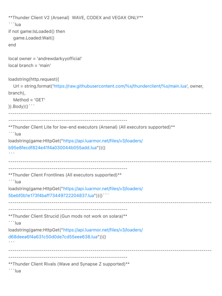 Thunder Client v2 (Arsenal) Wave, Codex and Vegax Only | PDF