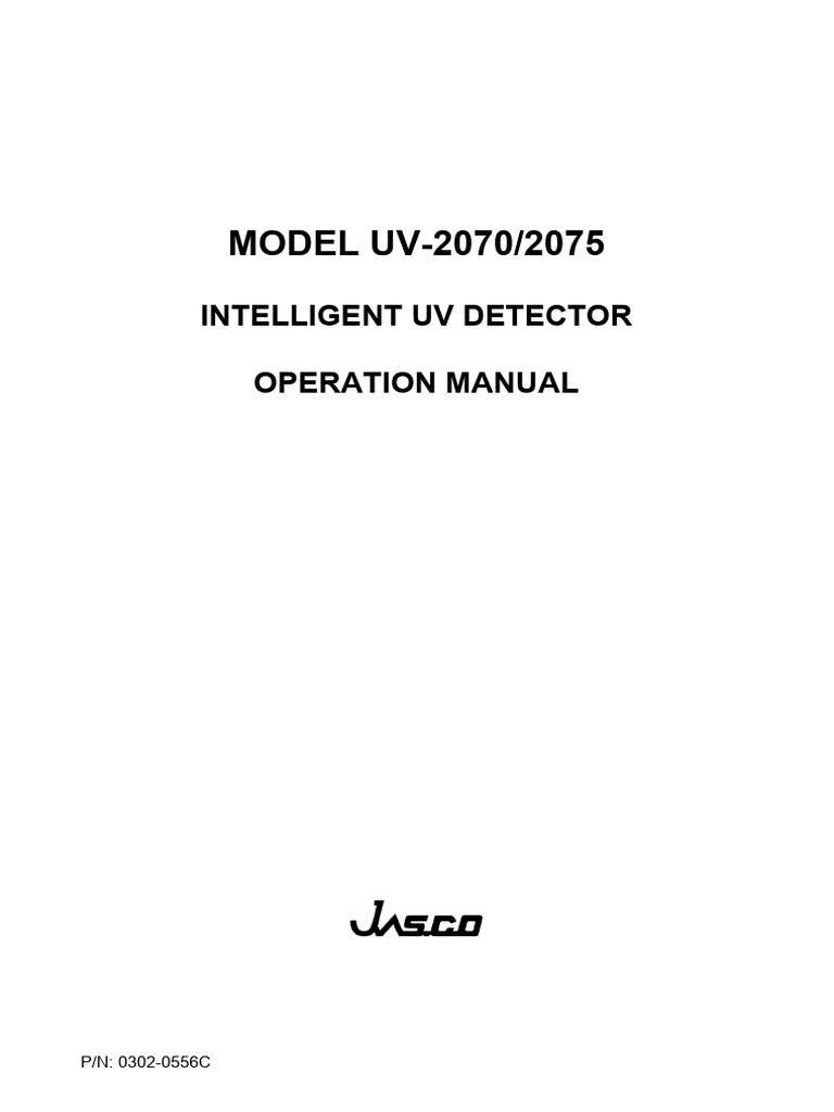 MODEL UV-2070/2075: Intelligent Uv Detector Operation Manual | PDF ...