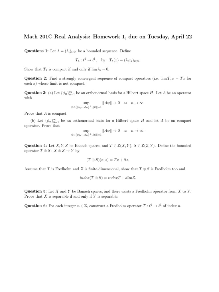 Math 201C Real Analysis Homework 1 | PDF