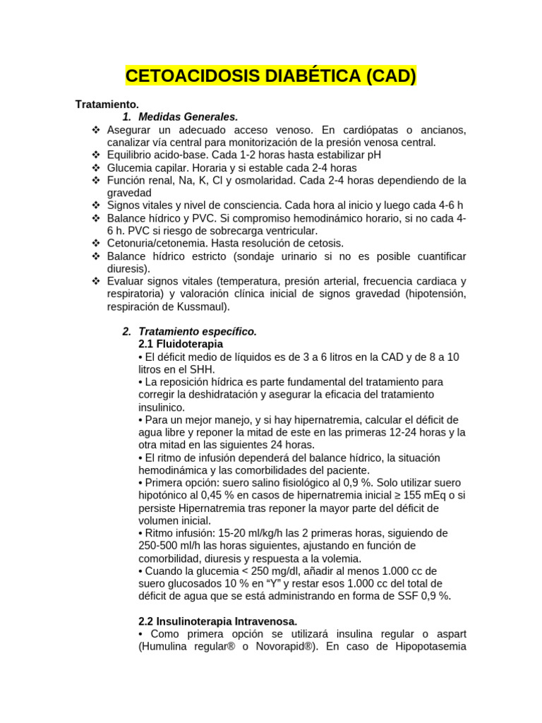 Tratamiento de Cetoacidosis Diabética | PDF | Medicina CLINICA ...