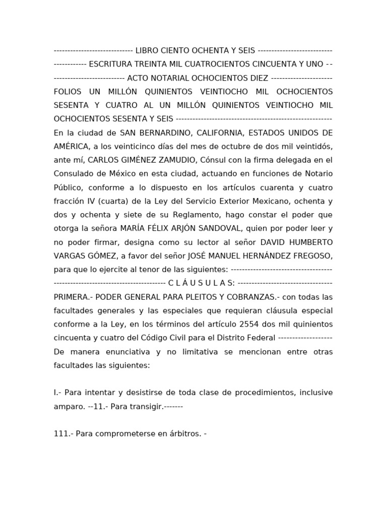 Poder Consul Maria Felix Arjon Sandoval | PDF | Queja | Propiedad