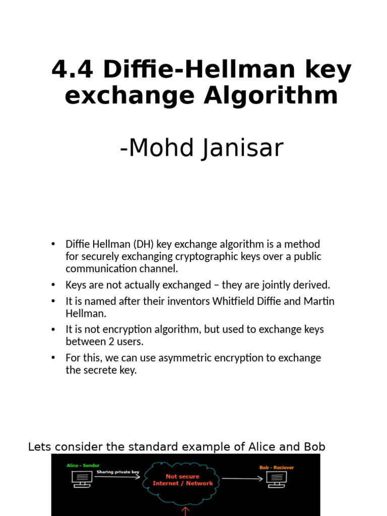 4.4 Diffie-Hellman Key Exchange Algorithm | PDF | Key (Cryptography) | Public Key Cryptography