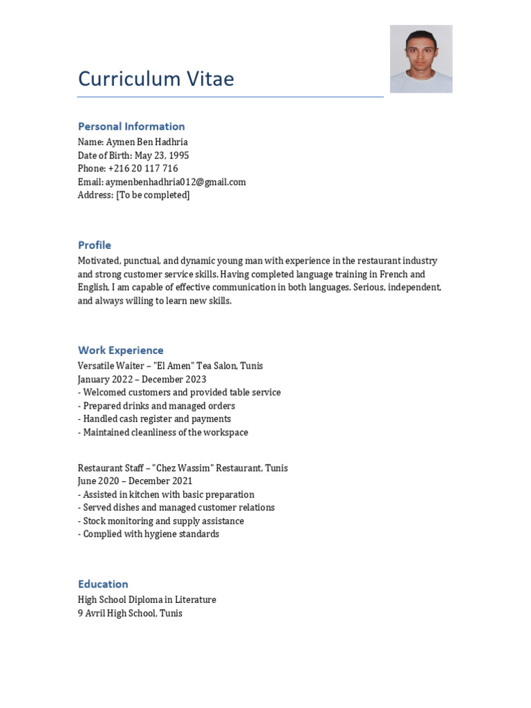 CV Aymen Ben Hadhria EN | PDF