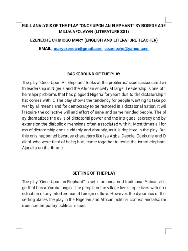 Once Upon An Elepha Sumary | PDF