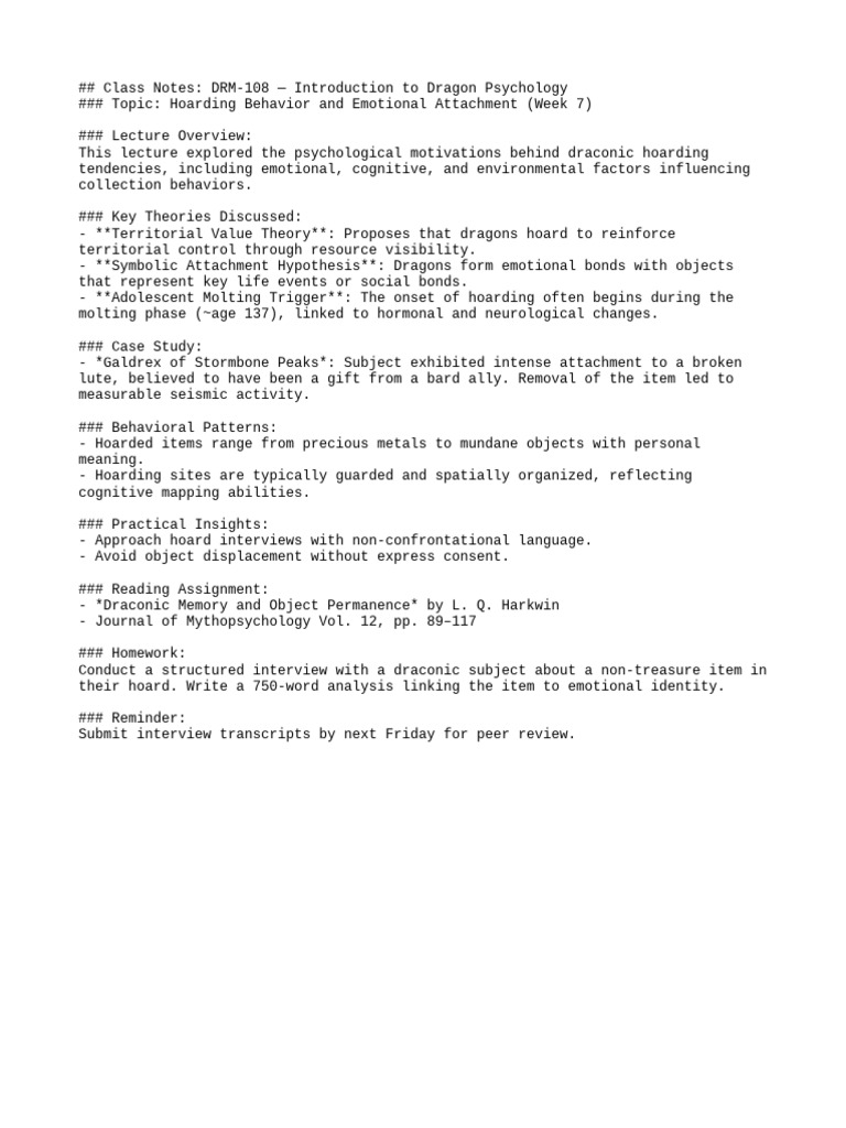 Dragon Psychology: Hoarding Behavior Insights | PDF