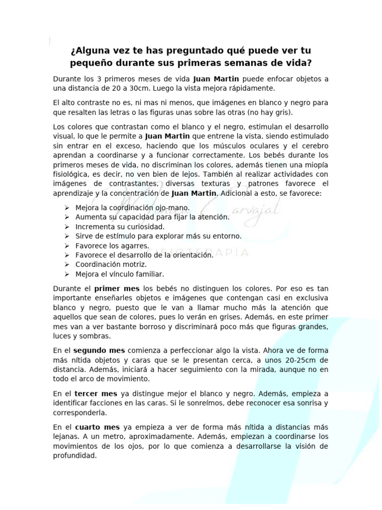 Estimulacion Visual Bebés de 0 A 3 Meses | PDF | Cognición | Ciencia ...