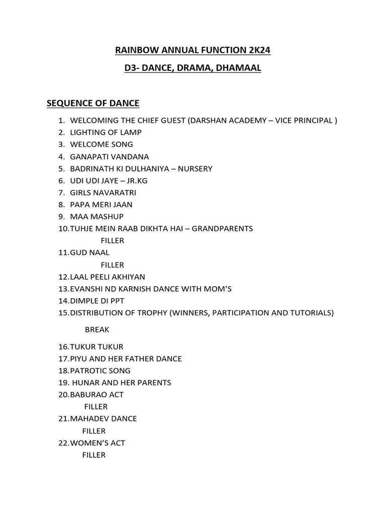 Sequence of Annual Dance | PDF