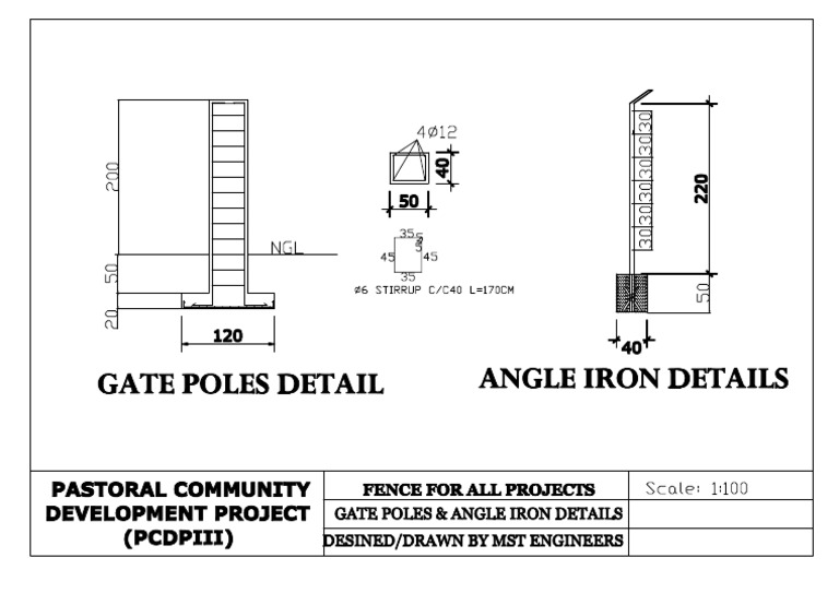 Gate Poles & Angle Iron Details for All Projects | PDF
