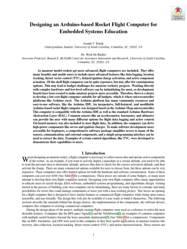 Telaak de Backer 2024 Designing an Arduino Based Rocket Flight Computer ...