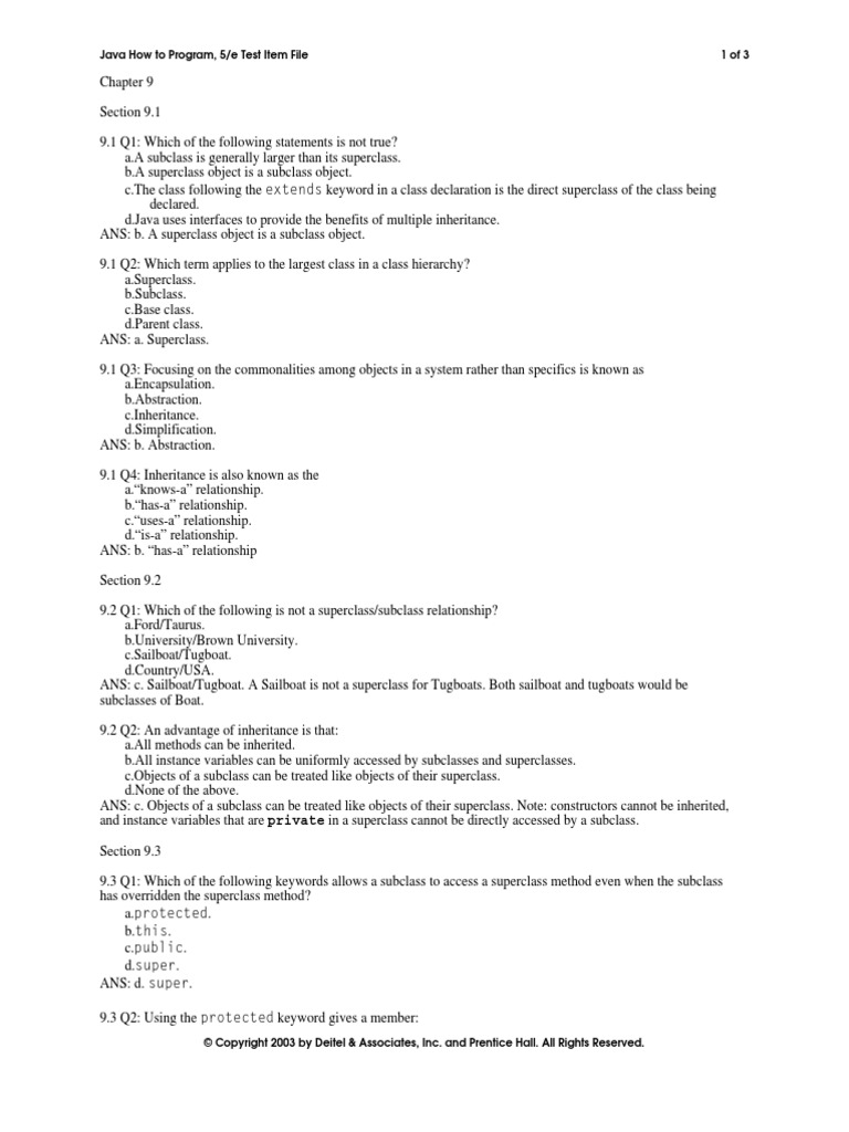 1620 Java Test 2 - Website CHP 09 Inheritance 2 | PDF | Inheritance ...