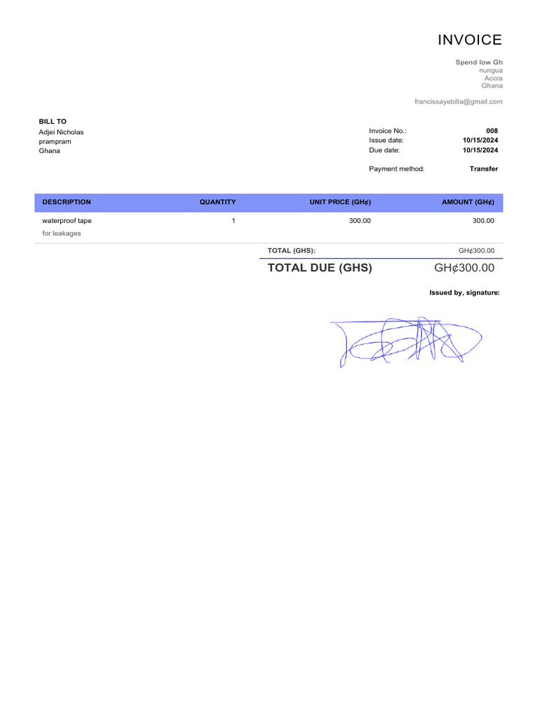 Invoice: Total Due (GHS) | PDF
