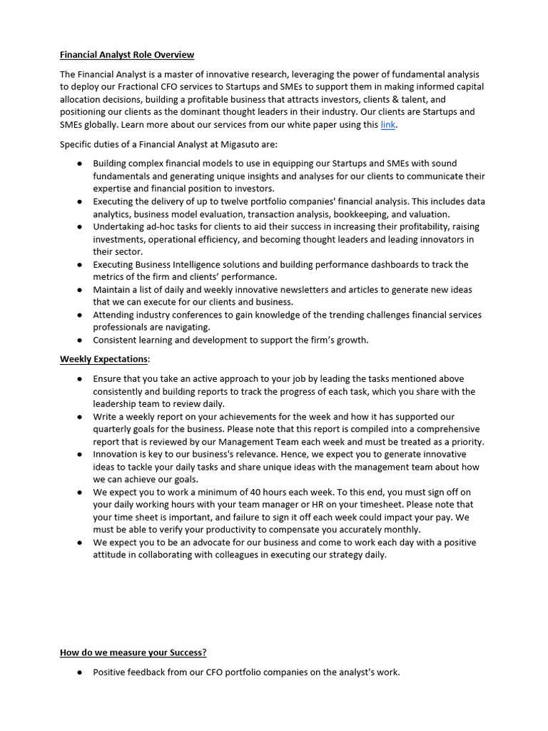 Application For Financial Analyst Overview | PDF | Financial Analyst ...