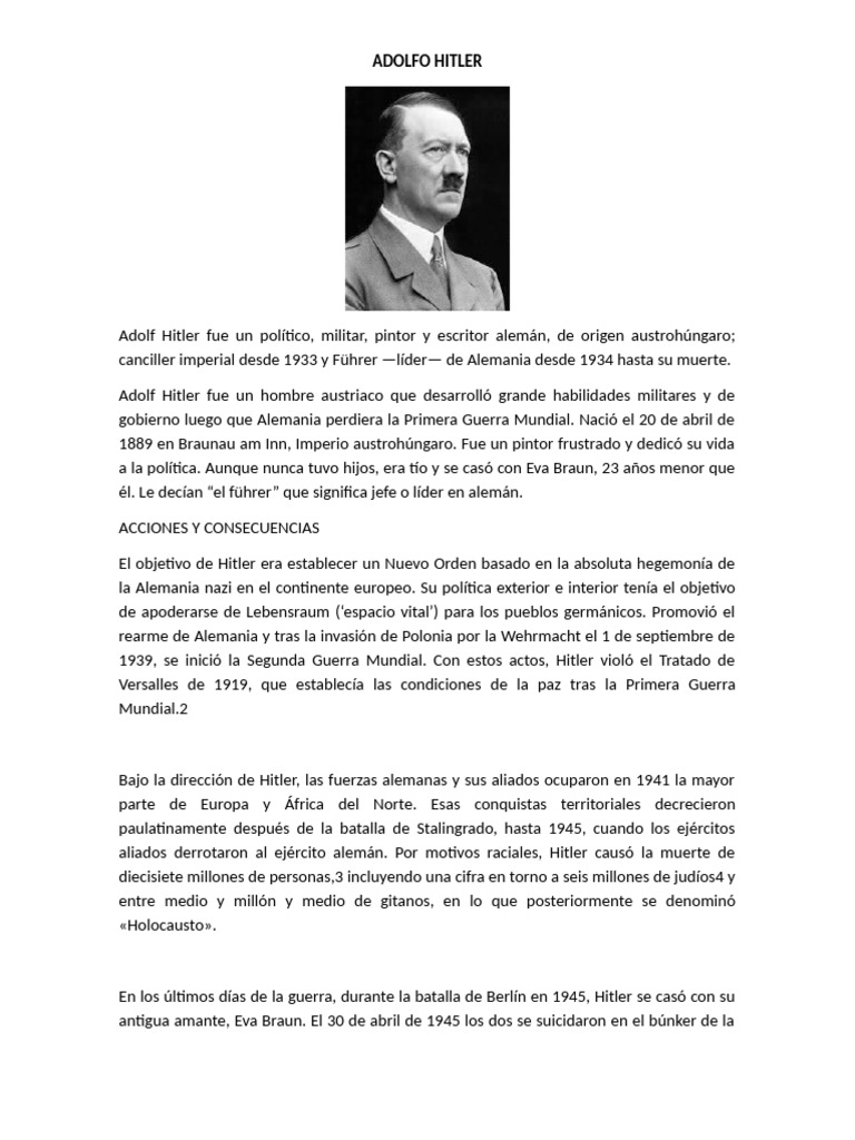 Adolfo Hitler | PDF | Adolf Hitler | Alemania nazi