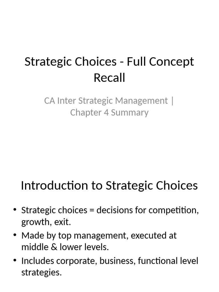 Strategic Choices CA Inter | PDF
