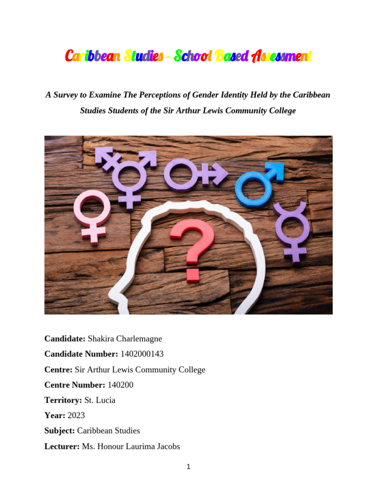 Caribbean Studies Sba - Gender Identity May 2 Draft - Copy | PDF | Gender | Gender Studies