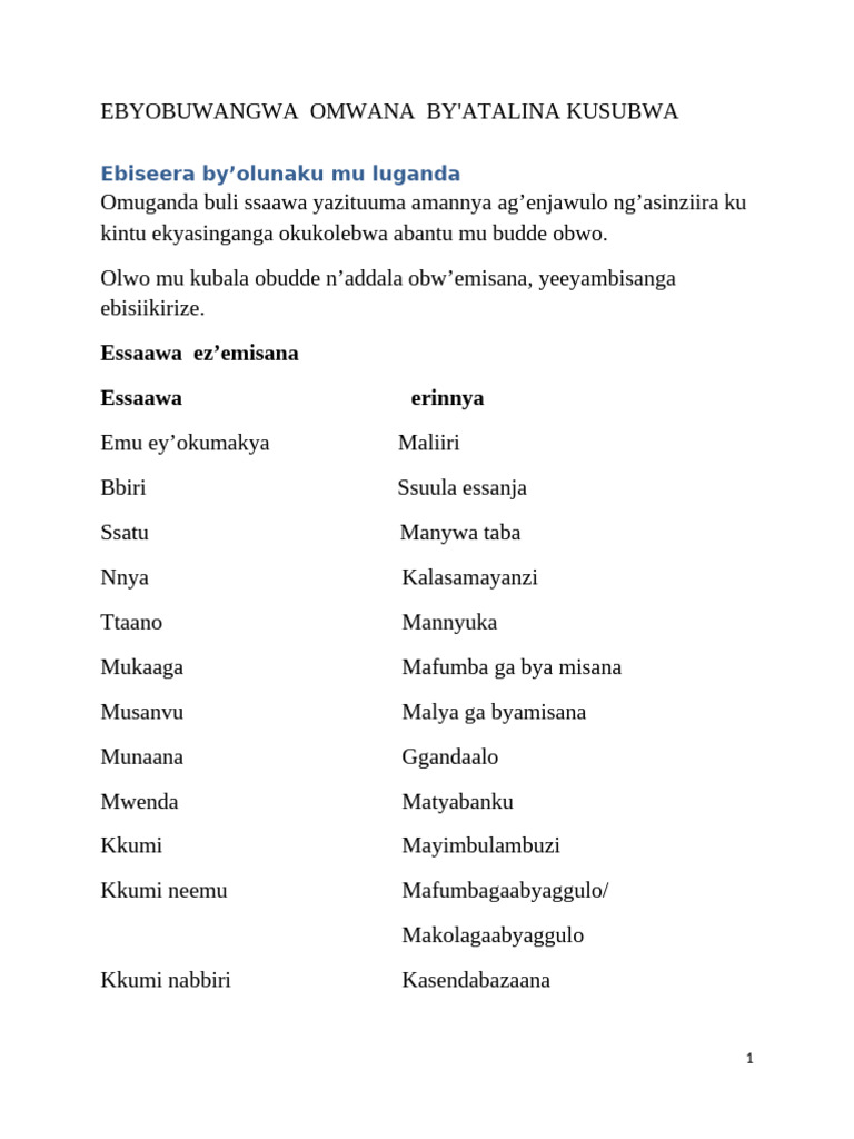 Ebisoko ne Engero mu Luganda | PDF | Uganda | Bantu