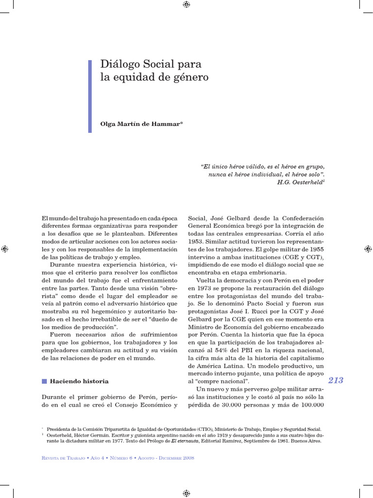 Martín de Hammar - Diálogo Social para Equidad de Género | PDF ...