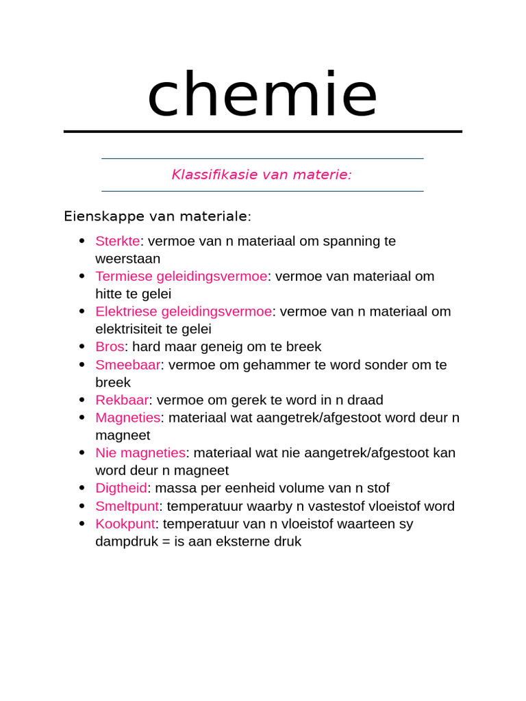 Chemie: Eienskappe Van Materiale | PDF