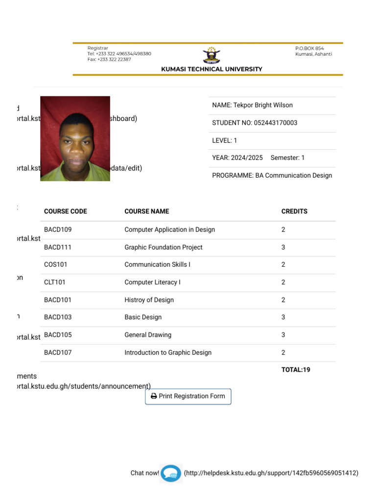 KSTU Student Registration Details 2024 | PDF