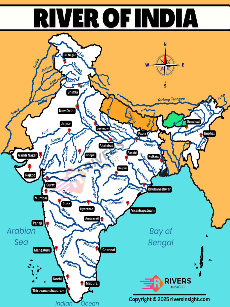 Indian Rivers Outline Map | PDF