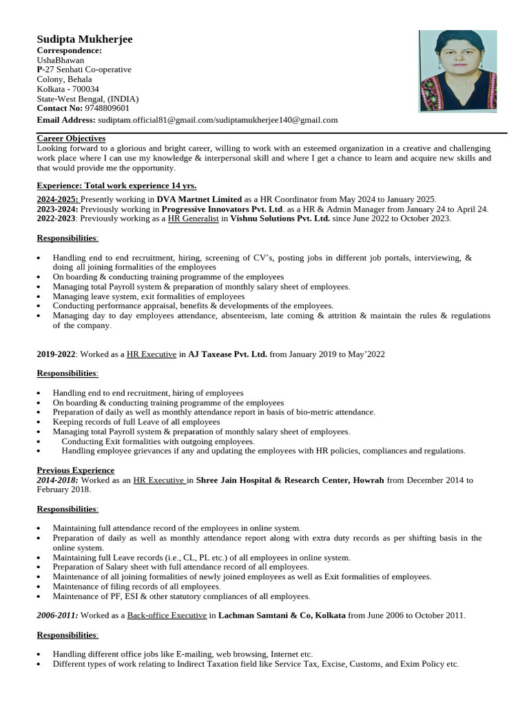 Resume Sud I Pta Mukherjee | PDF | Recruitment | Economies