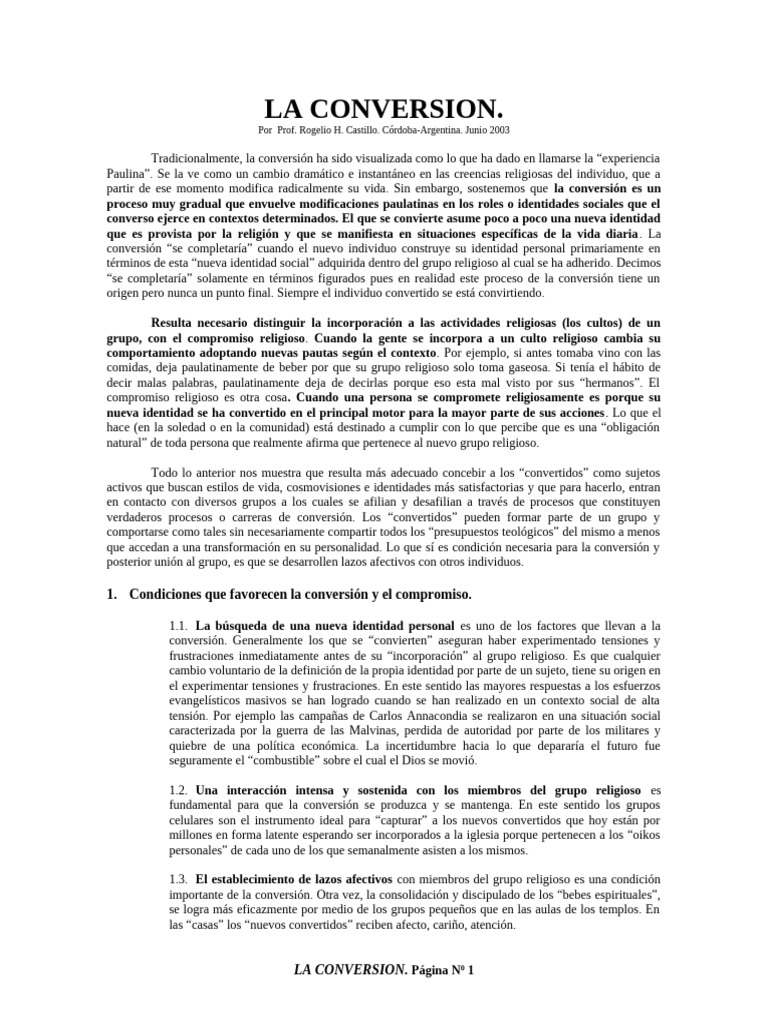 Consolidacion. El Proceso de La Conversion | PDF | Conversión religiosa
