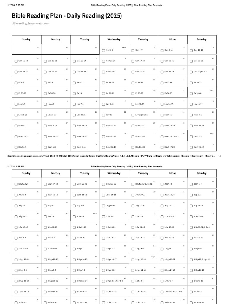 Bible Reading Plan - Daily Reading (2025) _ Bible Reading Plan ...