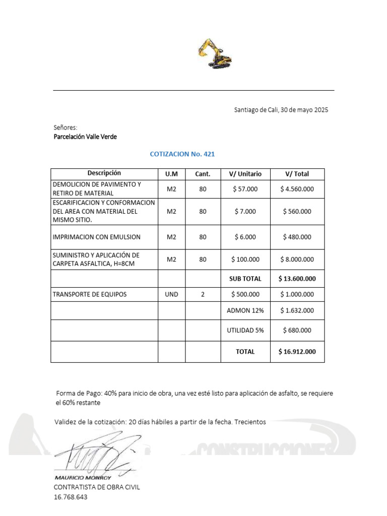 Cotizacion No.421 | PDF