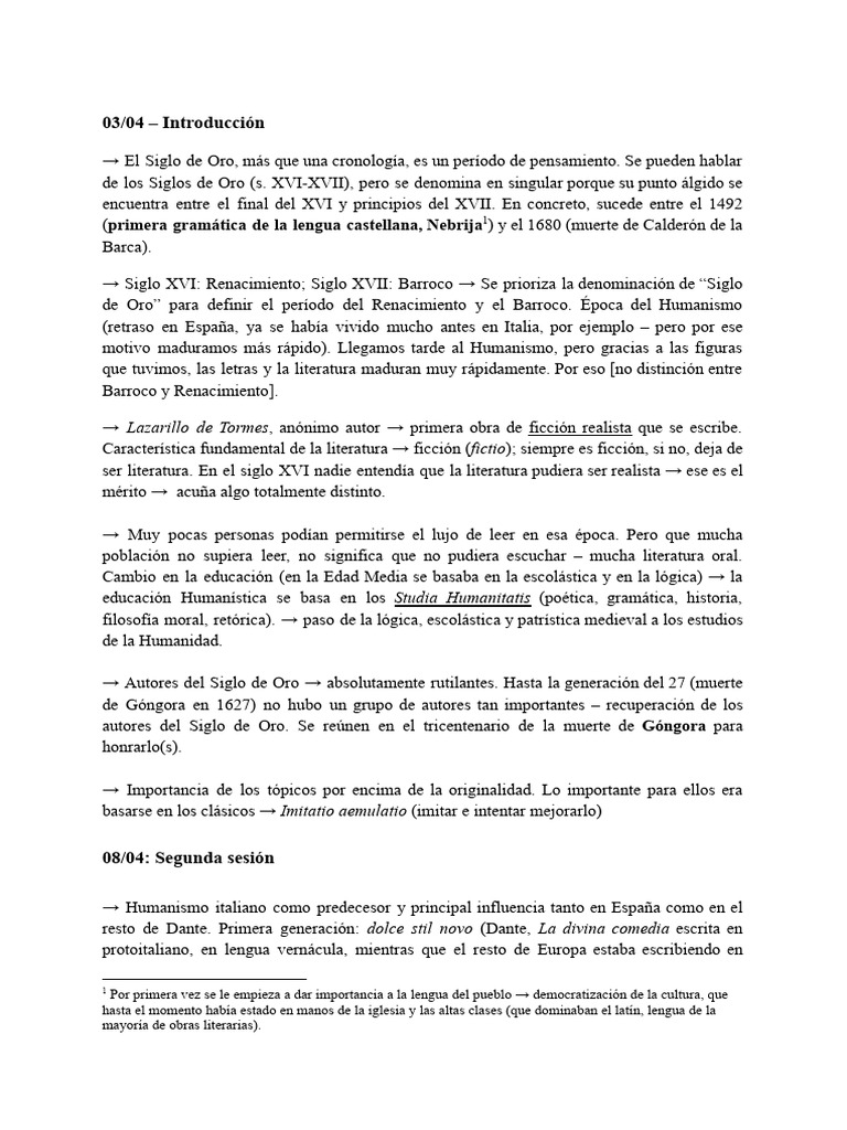 Siglo de Oro: Literatura y Humanismo en España | PDF