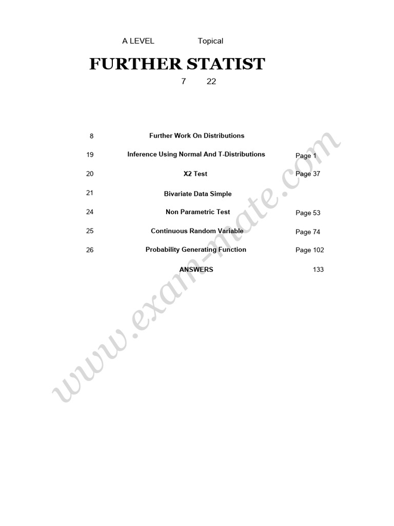 Further Mathematics P4statistics | PDF | Probability Distribution | Statistical Inference