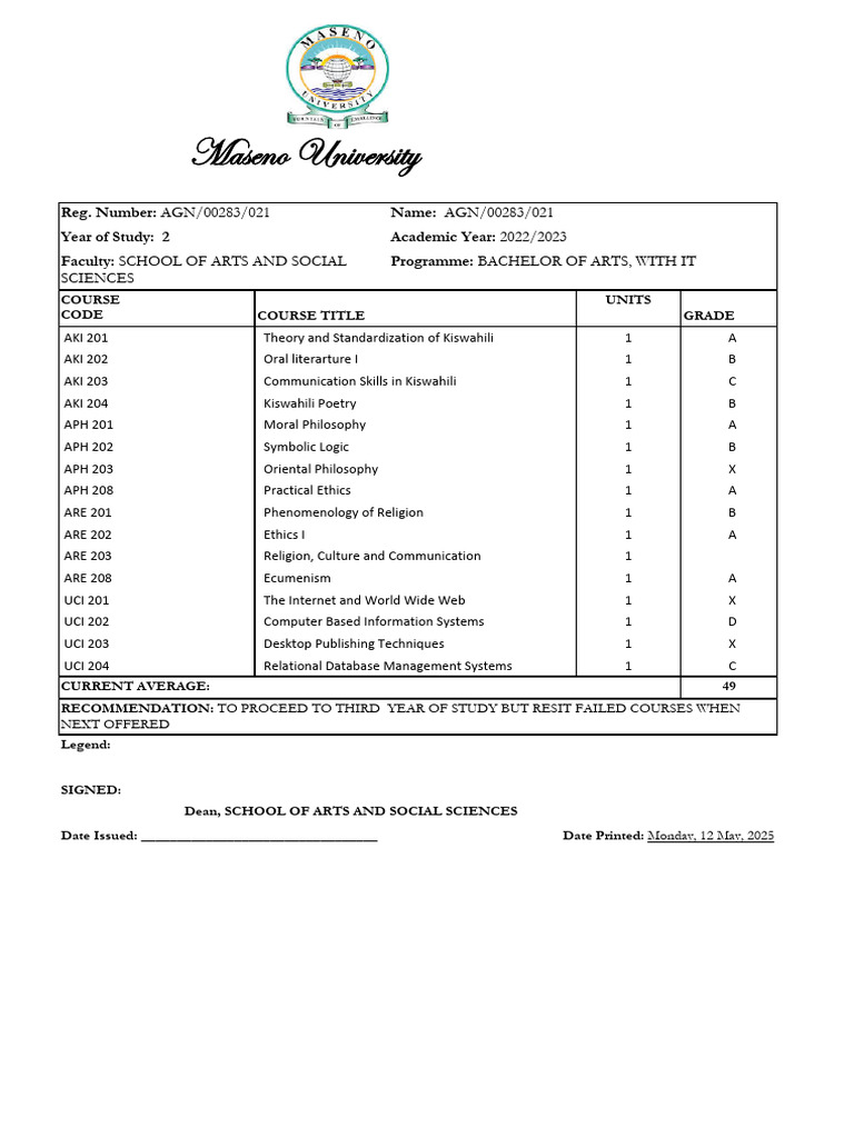 Transcript AGN00283021 | PDF | Liberal Arts Education