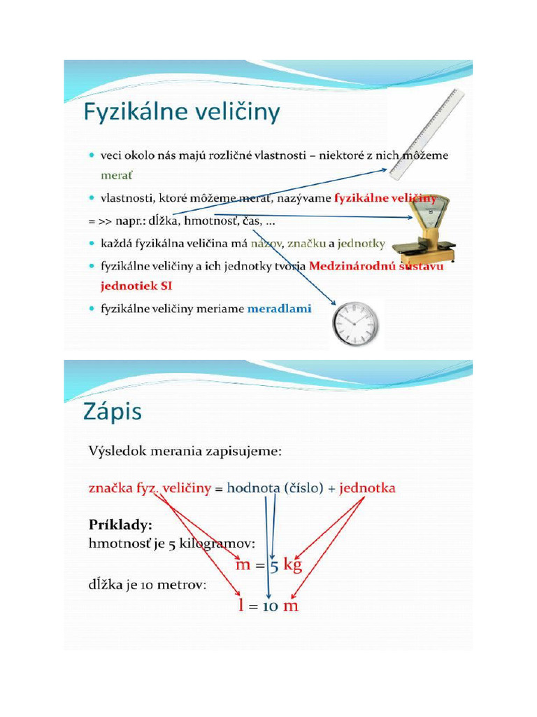 FyzikÃ¡lne Veliä Iny - Definã Cia A Cviä Enie | PDF