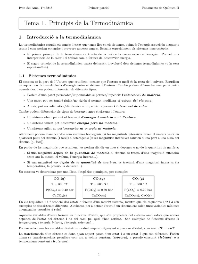 Fonas Ii T1 Termodinámica | PDF
