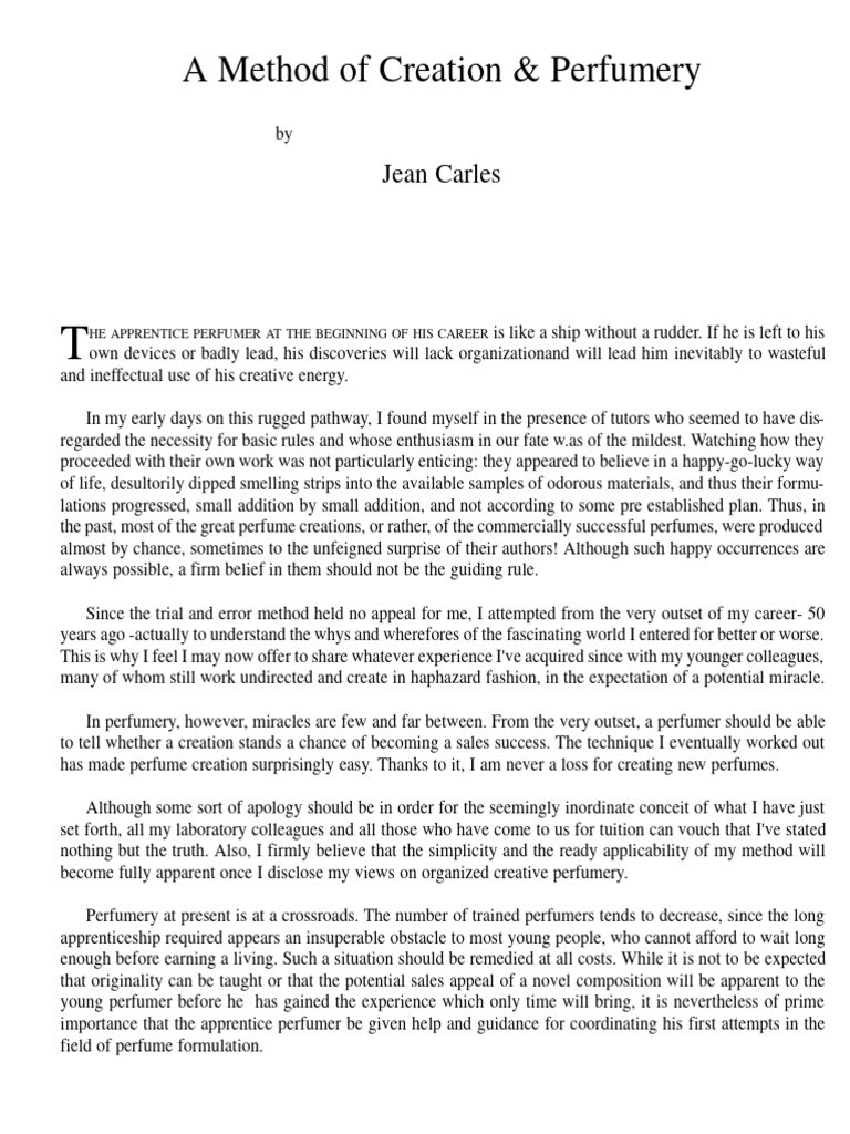 Jean Carles Method for Perfumery | PDF